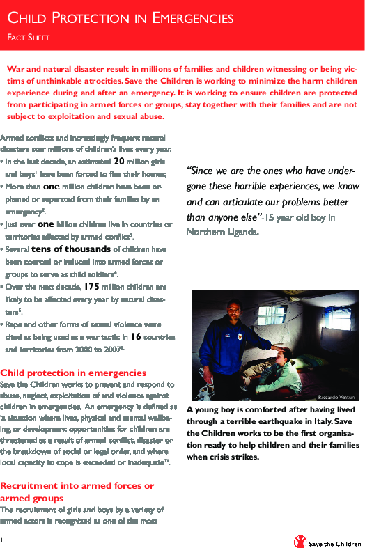 Fact Sheet - Child Protection in Emergencies - Save the Children’s ...
