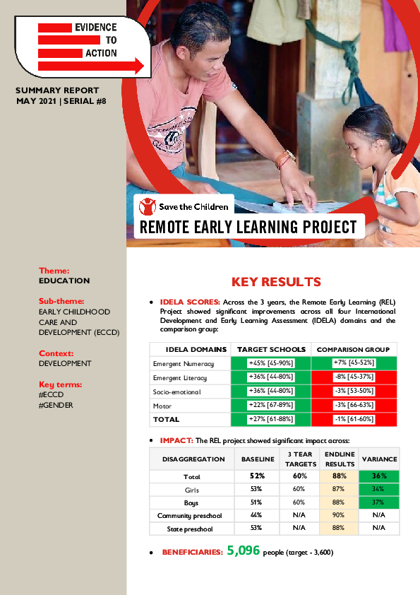 Evidence to Action Remote Early Learning Report - Save the Children’s ...