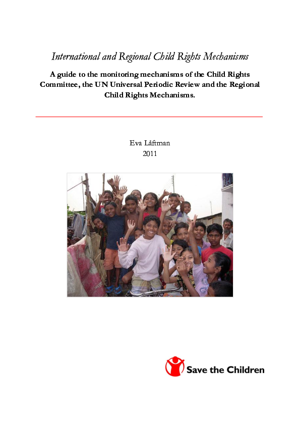International and Regional Child Rights Mechanisms. A guide to the ...