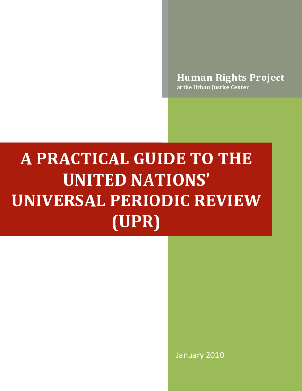 A practical guide to the United Nations' Universal Periodic Review (UPR ...