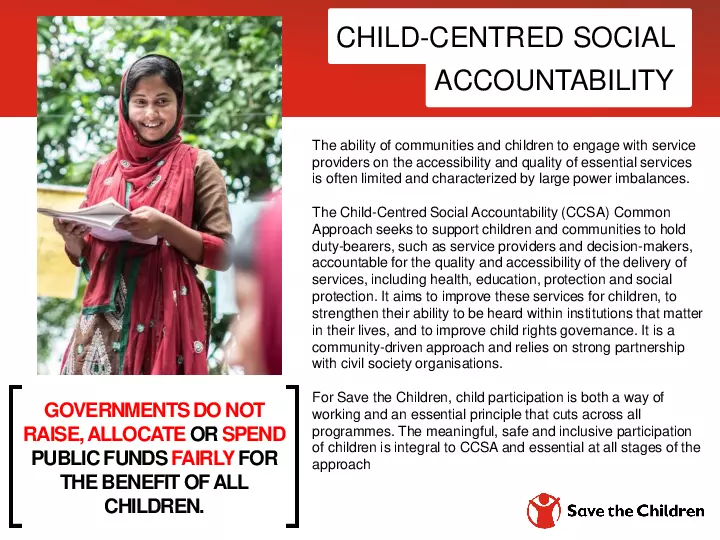 Child-Centered Social Accountability Common Approach Elevator Pitch ...